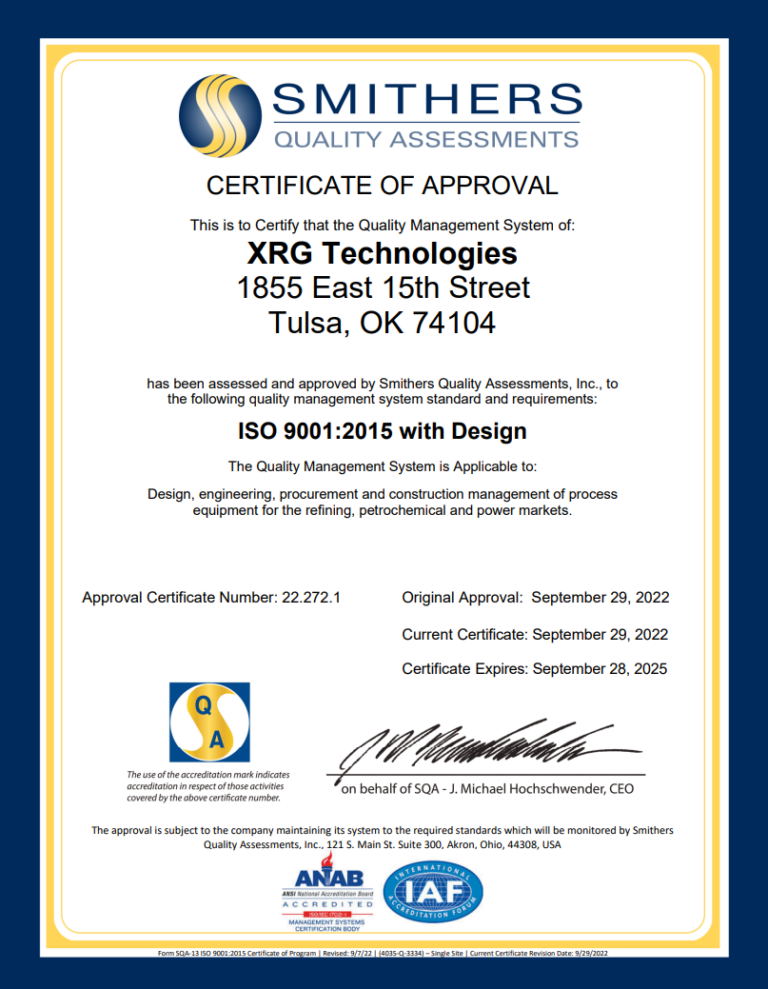 XRG Receives ISO Certification - XRG Technologies